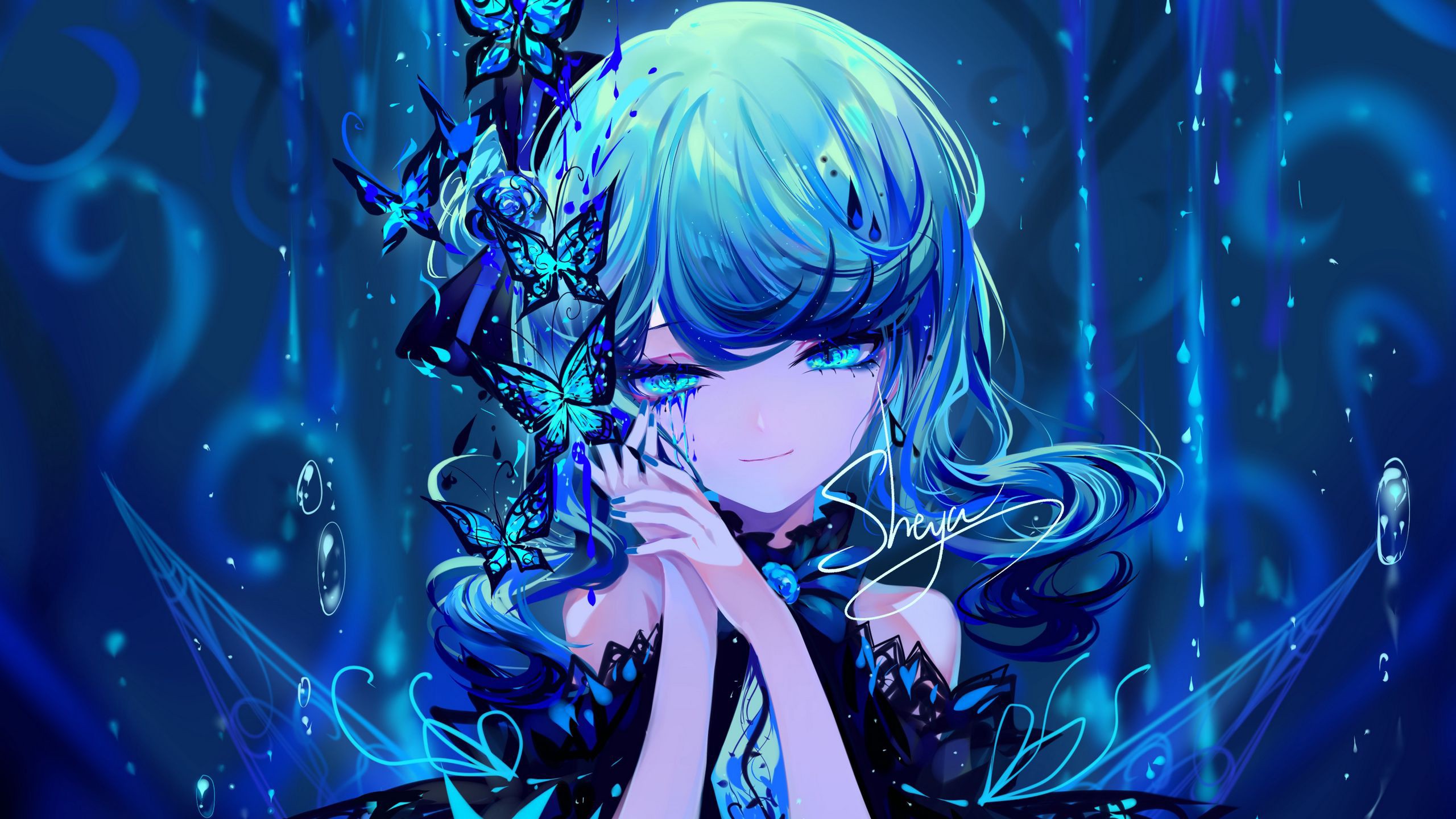 Blue Anime Girl Wallpapers 4k Hd Blue Anime Girl Backgrounds On