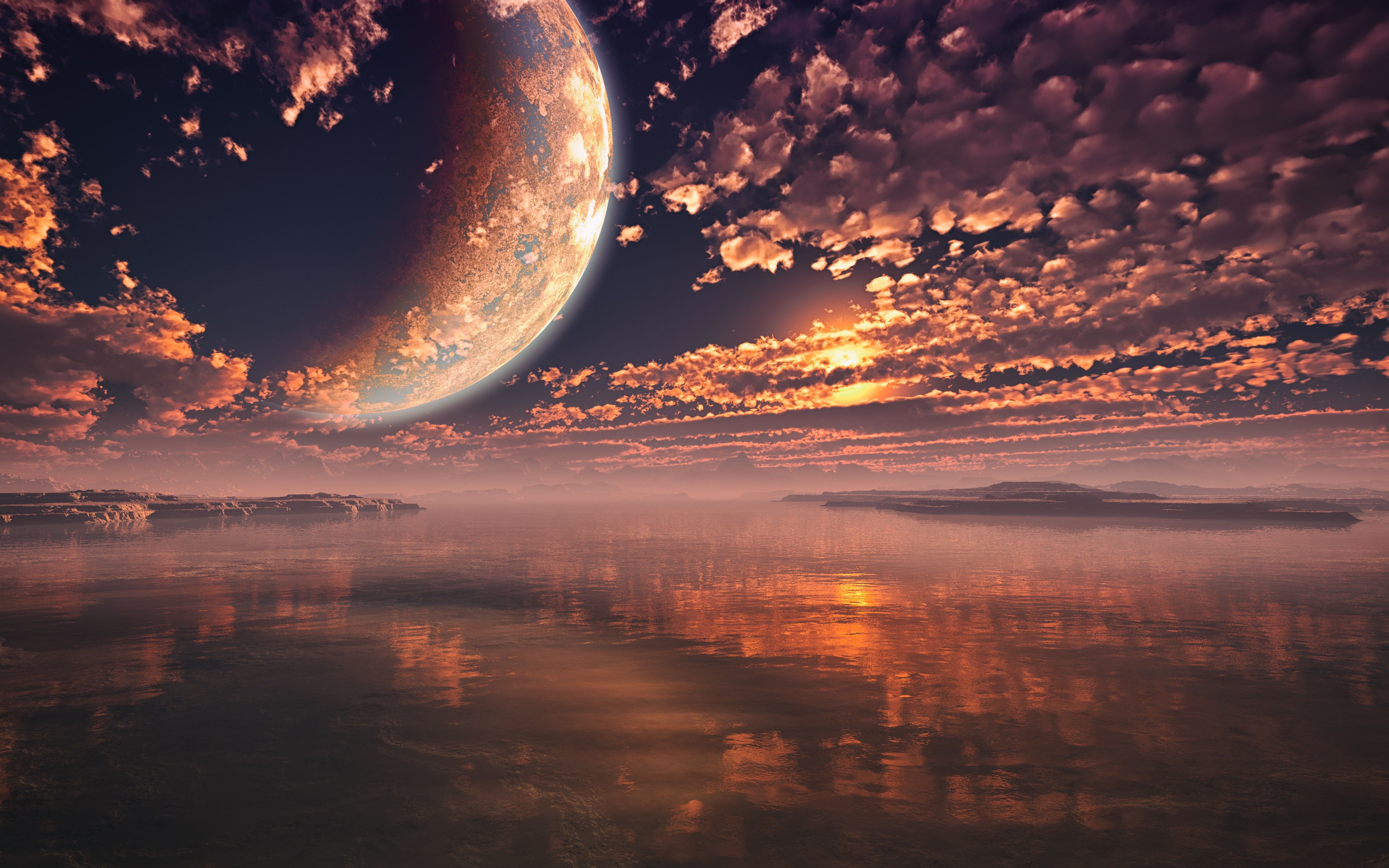Moon Sunset Wallpapers 4k Hd Moon Sunset Backgrounds On Wallpaperbat